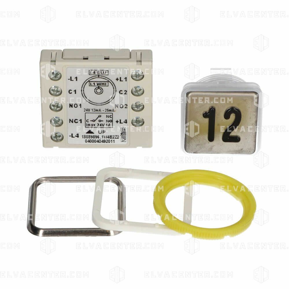 DMG, push button "12" Dual light - square - white/blue - 2 mini-micro ...