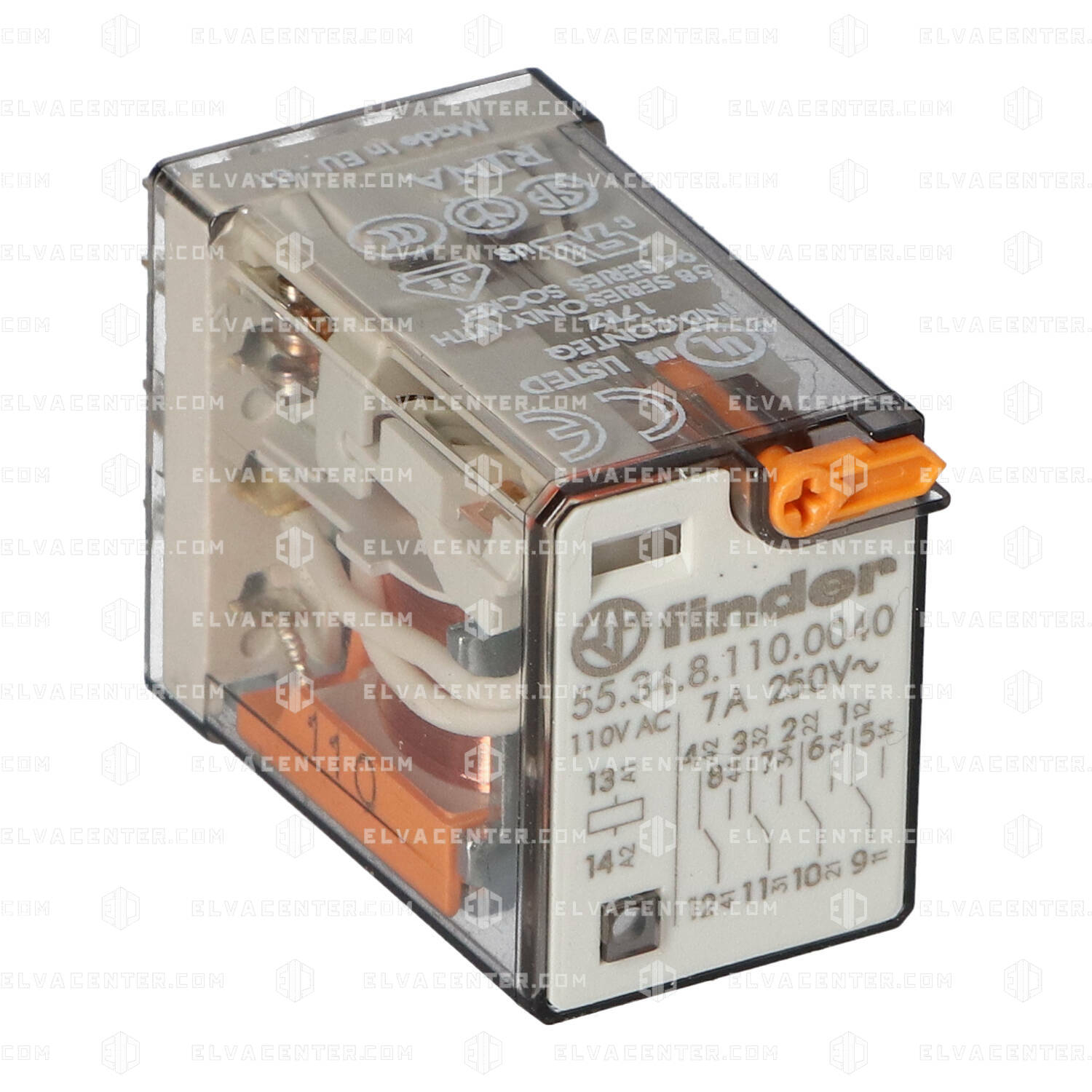 Finder, PLUG-IN RELAY T + MECH. IND. 110 VAC - 4-pole - Shop Elvacenter