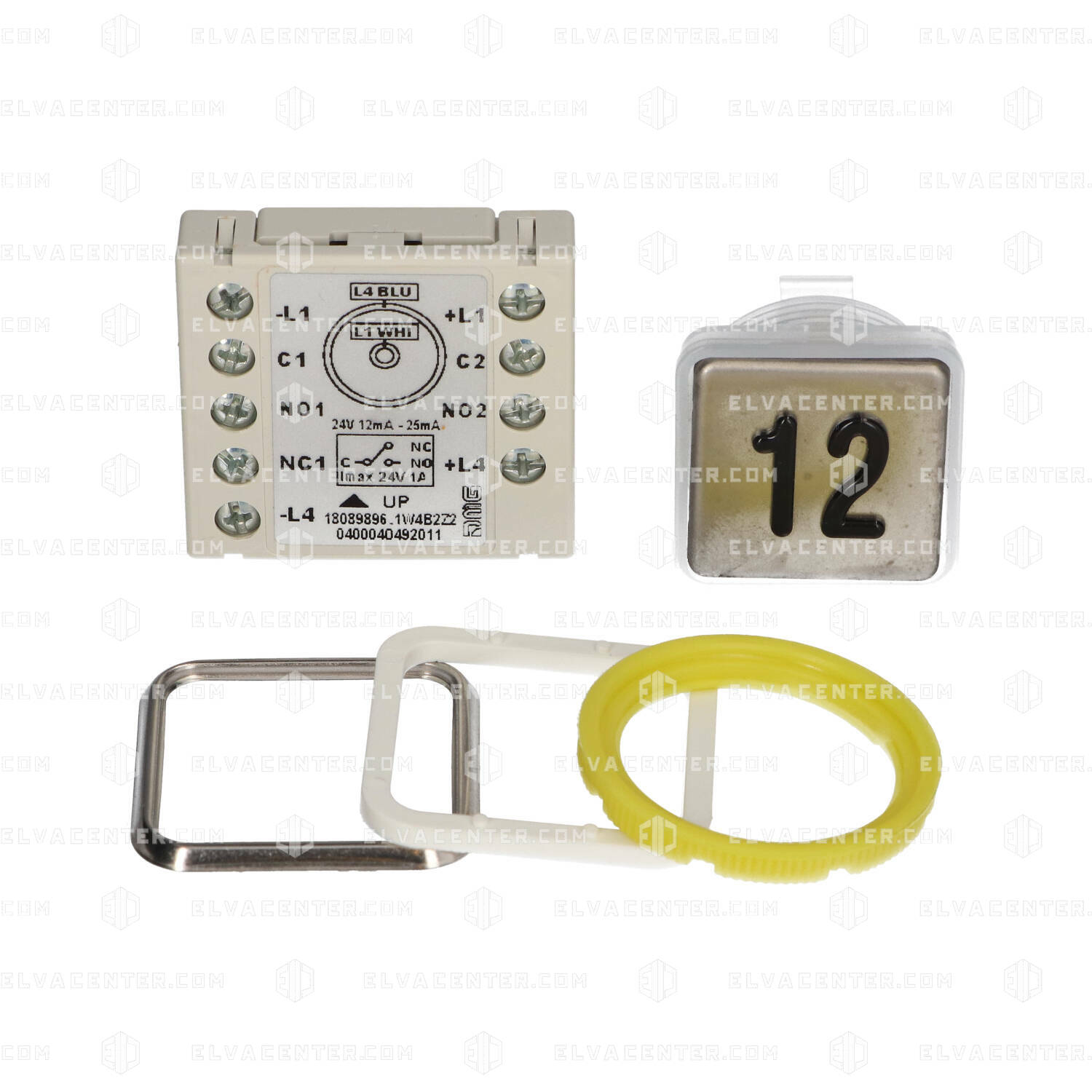 DMG, push button "12" Dual light - square - white/blue - 2 mini-micro ...