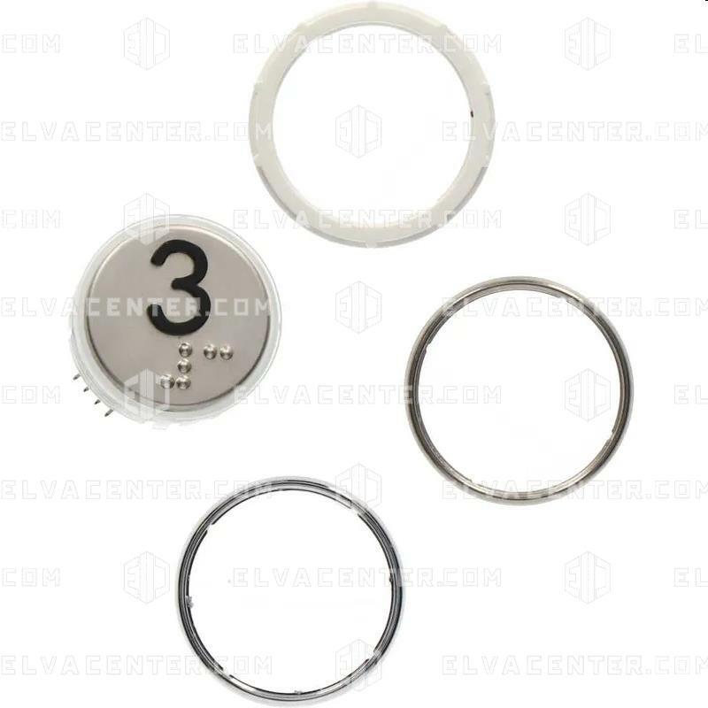 Vega, Complete push button - engraving 3 - with braille - led blue ...