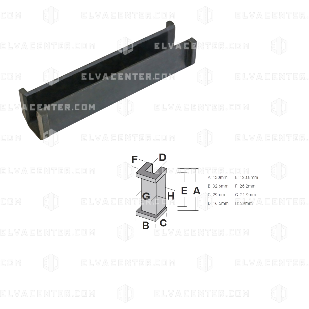 Kone, Guide shoe 16 mm - 130 x 22 x 29 for Eureca - with collar - Shop ...