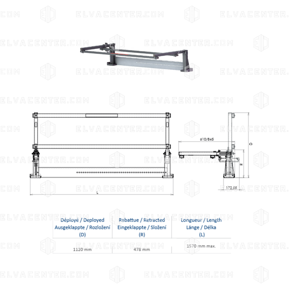 FOLDING CAR ROOF HANDRAIL H=1100 MM EN 81-20 - Shop Elvacenter