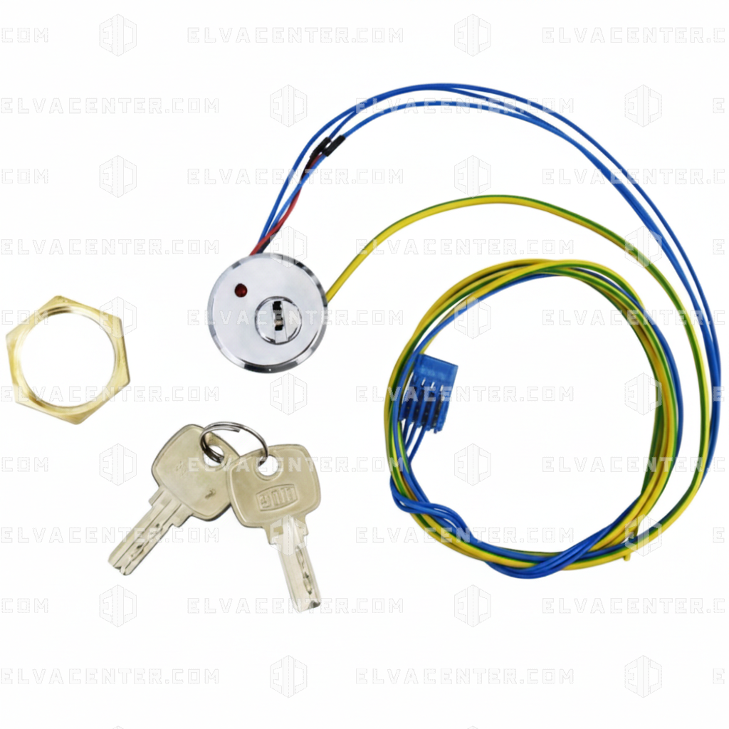 OTIS, KEYSWITCH, CHROME FINISH WITH RED LED - SH7 Key - Shop Elvacenter
